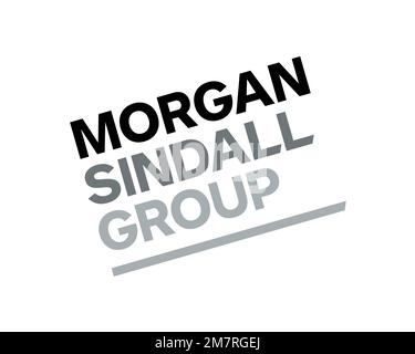 Morgan Sindall Group, rotated logo, white background B Stock Photo - Alamy