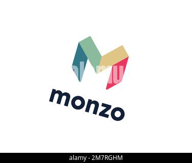 Monzo bank, rotated logo, white background Stock Photo - Alamy