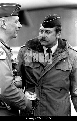 COL Gloystein, commander, 32nd Tactical Fighter Wing, greets BGEN Paul ...