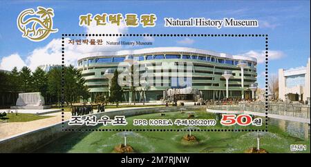 2017 North Korea stamp. Natural History Museum building, Pyongyang ...