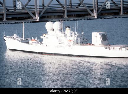 The Cobra Judy phased-array radar aboard USNS Observation Island (T-AGM ...