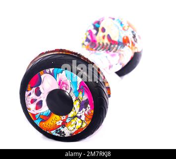 A closeup of a colorful hoverboard isolated on a white background Stock ...