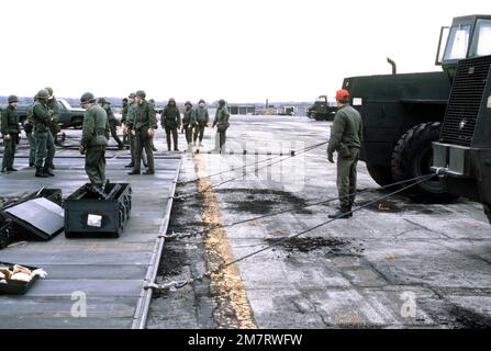 Airmen undergo rapid runway repair training. Base: Raf Bentwaters ...