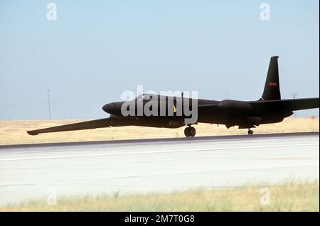 An air-to-air left side view of a TR-1 tactical reconnaissance aircraft ...
