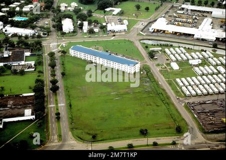 An aerial view of the Naval Base, Subic Bay, right, and, on the other ...