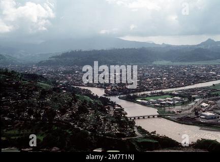 An aerial view of the city of Olongapo. The bridge that leads to the ...