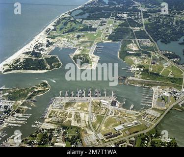 An aerial view of Naval Amphibious Base, Little Creek, Virginia. Base ...