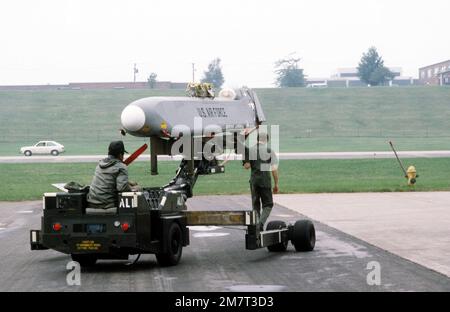 The missile crew from the 416th Bomb Wing, transports an Air-Launched ...