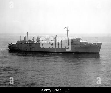 A starboard bow view of the destroyer tender USS YELLOWSTONE (AD-41 ...