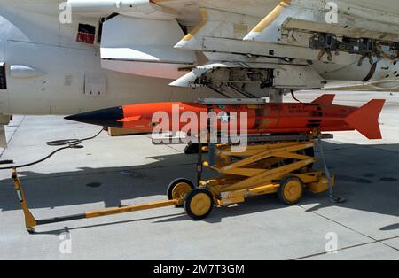 A view of an AQM-37A target before it is uploaded onto the wing of an A ...