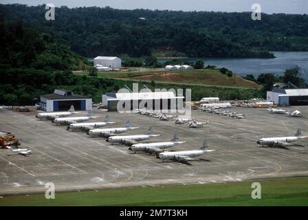 Aerial view of the Fleet Composite Squadron 5 (VC-5) hangar area. Base ...