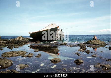 A view of the bow portion of the capsized Philippine destroyer DATU ...