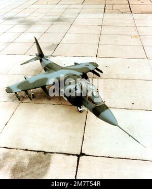 A right front view of an AV-8B Harrier aircraft from Marine Light ...