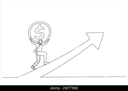 Continuous line drawing Businessman drawing rising diagram. Vector ...