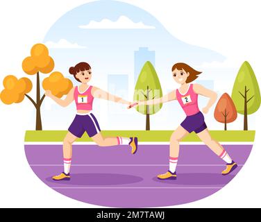 Cartoon of a man reaching the finish line in a running event Stock ...