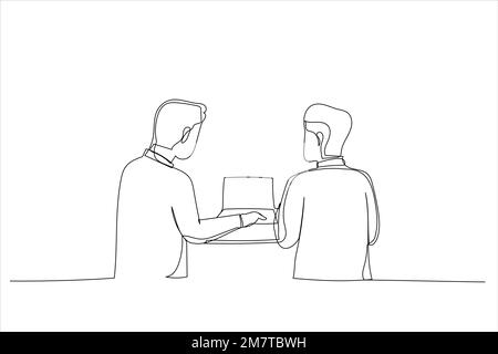 Two colleagues discussing. Line drawing of vector illustration Stock ...