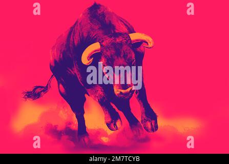 Charging bull, Bull run Stock Photo - Alamy