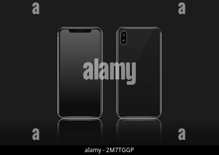 Mobile phone mockup front and rear view vector Stock Vector Image & Art ...