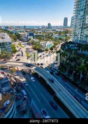 Aerial photo Miami Beach 5th Street facing west Stock Photo - Alamy