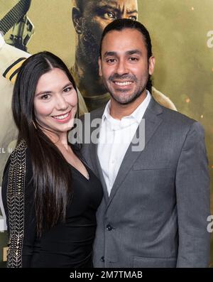 Rose Eshay and Ricky Robles Cruz attend a "Plane" screening at AMC ...