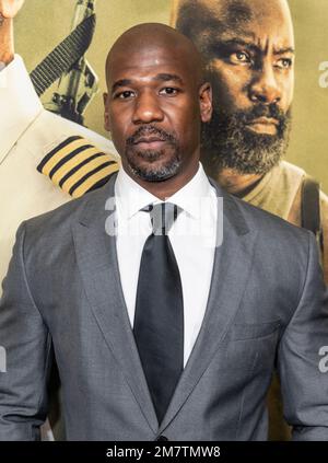 Remi Adeleke attends the "Plane" New York premiere at AMC Lincoln Square Theater in New York on ...