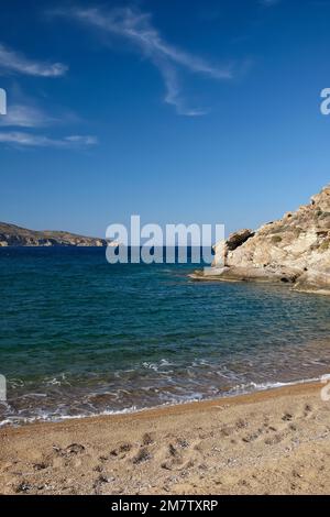The amazing sandy and turquoise beach of Kalamos in Ios Cyclades Greece ...