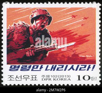 North Korean Poster - North Korean (DPRK) Propaganda Poster Stock Photo ...
