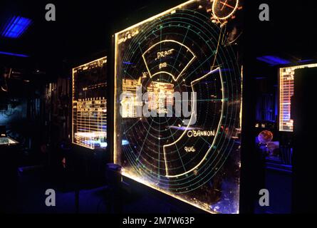 A view of a radar scope in the combat information center aboard the ...