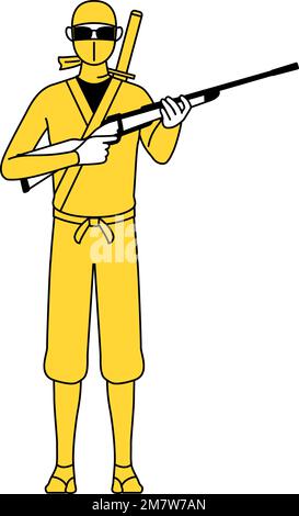 A man dressed up as a ninja holding a bar of buts indicating incorrect ...