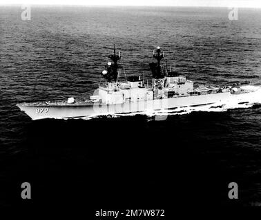 A bow view of the destroyer USS CARON (DD-970) as an RIM-2 Terrier ...