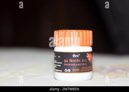 Delhi, India Patanjali' Divya Shilajeet on white background Stock Photo ...