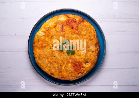 Chorizo potato omelette. The potato omelette, or Spanish omelette is an ...