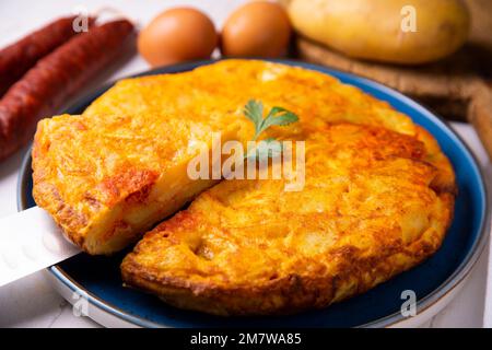 Chorizo potato omelette. The potato omelette, or Spanish omelette is an ...
