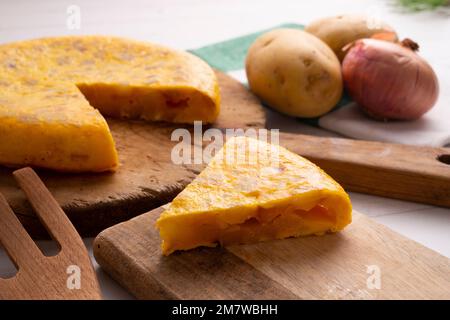 Yolk Egg potato omelette. The potato omelette, or Spanish omelette is ...