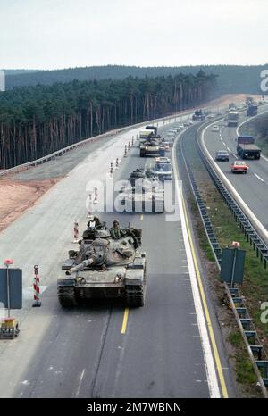 A view of M-60A3 tanks and armored personnel carriers from the 3rd ...
