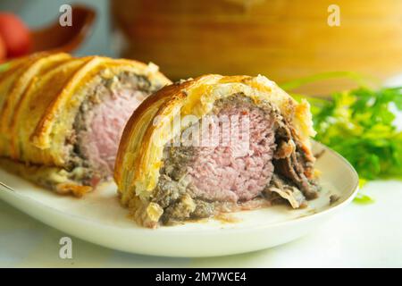 Beef Wellington is a steak dish of English origin, made from sirloin ...