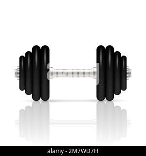 Dumbbell with removable disks isolated on white background. Vector ...