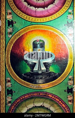 Painted shivling on the ceiling of meenakshi temple madurai tamilnadu ...