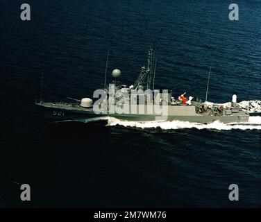 Aerial port beam view of the coastal patrol craft USS FIREBOLT (PC-10 ...