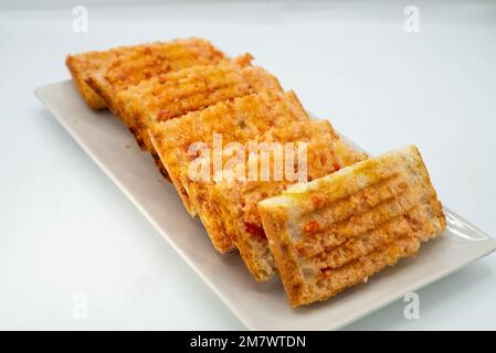 Ration of toasted bread with tomato typical of Catalonia Stock Photo ...
