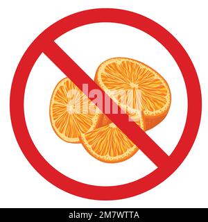 Vector forbidden sign with orange for stickers and badges. Do not eat ...