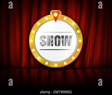 Theater sign on curtain with spotlight. Vector illustration. Eps 10 ...