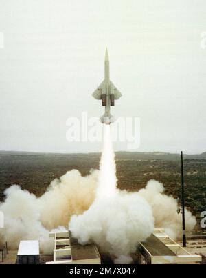 A BOMARC II surface-to-surface missile is launched from station "A ...