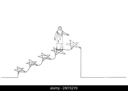Drawing of businesswoman steps towards success or outstanding employee ...