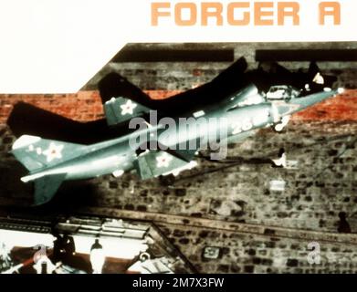 Right side view of a Soviet Yak-36 Forger aircraft on the deck of a ...