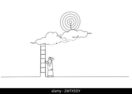 Cartoon of hopelessness businesswoman with too short ladder cannot ...