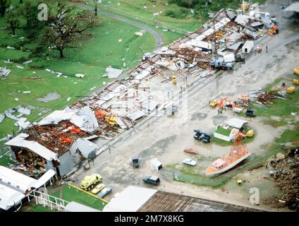 An aerial view of Wallace Air Station (at end of point), San Fernando ...