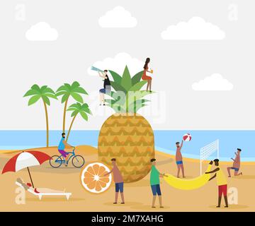 Summer scene, group of people, Vector illustration Eps 10 Stock Vector ...