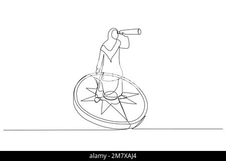 Single one line drawing compass for locating direction. Shipment and ...