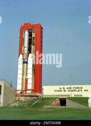 A Titan 34D launch vehicle in full configuration with the main service ...